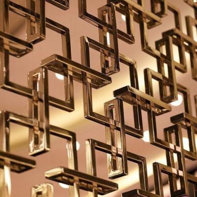 China Stainless Steel 3D Expansion bolt Pattern Gold Room Partition Wall Divider Panel for sale