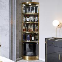 China Stainless Steel Metal Frame Modern Wine Display Cabinet For Living Room for sale
