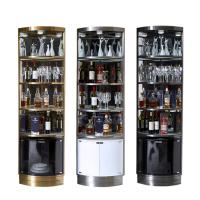 China Stainless Steel Metal Frame Modern Wine Display Cabinet For Living Room for sale