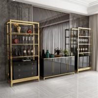 China Kitchen Golden Stainless Steel Wine Cabinet Display Shelving Customized for sale