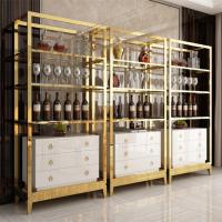 China Kitchen Golden Stainless Steel Wine Cabinet Display Shelving Customized for sale