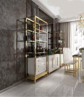China Kitchen Golden Stainless Steel Wine Cabinet Display Shelving Customized for sale