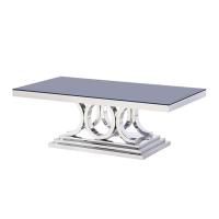 China Rectangular Black Modern Glass Top Stainless Steel Coffee Table For Living Room for sale