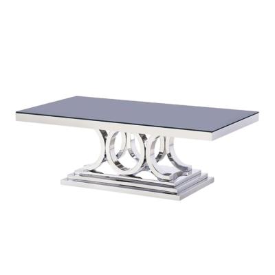 China Rectangular Black Modern Glass Top Stainless Steel Coffee Table For Living Room for sale