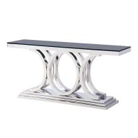 China Rectangular Black Modern Glass Top Stainless Steel Coffee Table For Living Room for sale