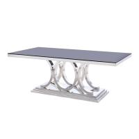 China Rectangular Black Modern Glass Top Stainless Steel Coffee Table For Living Room for sale