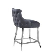China Restaurant Leisure Velvet Upholstered Bar Stools With Stainless Steel Legs for sale