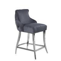 China Restaurant Leisure Velvet Upholstered Bar Stools With Stainless Steel Legs for sale