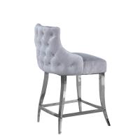 China Restaurant Leisure Velvet Upholstered Bar Stools With Stainless Steel Legs for sale