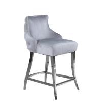 China Restaurant Leisure Velvet Upholstered Bar Stools With Stainless Steel Legs for sale