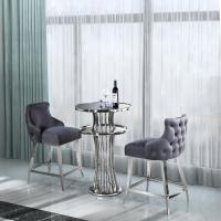 China Restaurant Leisure Velvet Upholstered Bar Stools With Stainless Steel Legs for sale