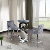 China Restaurant Leisure Velvet Upholstered Bar Stools With Stainless Steel Legs for sale