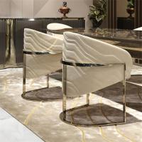 China Gold Custom Stainless Steel Furniture Chair ODM Genuine Leather Fabric ISO9001 for sale
