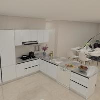China High-End Gloss Lasting Lacquer Stainless Steel Kitchen Furniture With Clean Handle-Less Look for sale