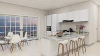 China High-End Gloss Lasting Lacquer Stainless Steel Kitchen Furniture With Clean Handle-Less Look for sale