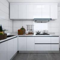 China High-End Gloss Lasting Lacquer Stainless Steel Kitchen Furniture With Clean Handle-Less Look for sale