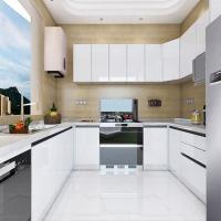 China High Gloss White Modern  Glass Stainless Steel Modular Kitchen Cabinet for sale