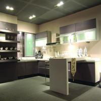 China High Gloss White Modern  Glass Stainless Steel Modular Kitchen Cabinet for sale