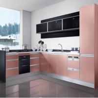 China High Gloss White Modern  Glass Stainless Steel Modular Kitchen Cabinet for sale