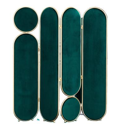 China Light Luxury Mobile Folding Panel Room Divider Stainless Steel Laser Cut for sale