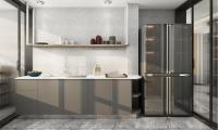 China Modern Custom Stainless Steel Kitchen Cabinet Set Furniture Coffee Color for sale