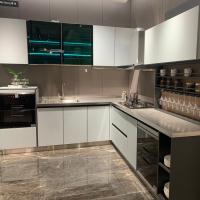 China Customized Modern White Metal Kitchen Cabinets Stainless Steel With Sink for sale