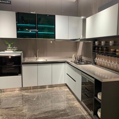 China Customized Modern White Metal Kitchen Cabinets Stainless Steel With Sink for sale