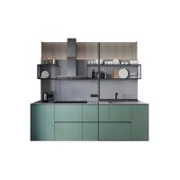 China Green Color 304 Stainless Steel Kitchen Cabinet Eased Edge Customized Free Design for sale