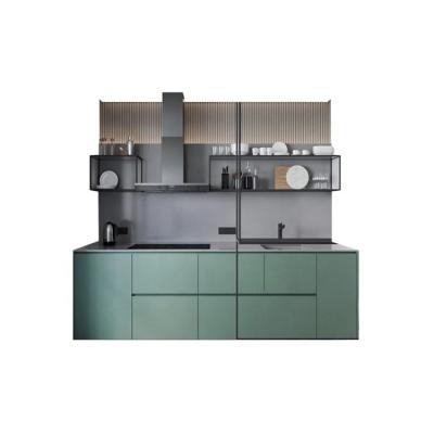 China Green Color 304 Stainless Steel Kitchen Cabinet Eased Edge Customized Free Design for sale