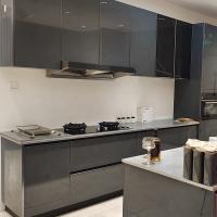 China Green Color 304 Stainless Steel Kitchen Cabinet Eased Edge Customized Free Design for sale