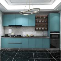 China Green Color 304 Stainless Steel Kitchen Cabinet Eased Edge Customized Free Design for sale