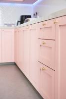 China Pink Colour Modular Kitchen Stainless Steel Cabinets Luxury Classic Custom for sale