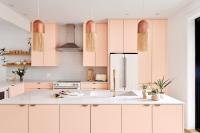 China Pink Colour Modular Kitchen Stainless Steel Cabinets Luxury Classic Custom for sale