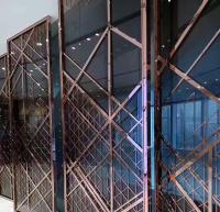 China Gold Mirror 304 Stainless Steel Partition Metal Folding Room Divider for sale