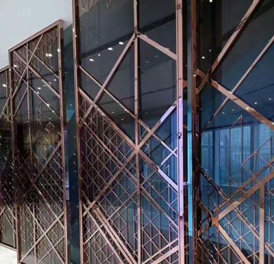 China Gold Mirror 304 Stainless Steel Partition Metal Folding Room Divider for sale