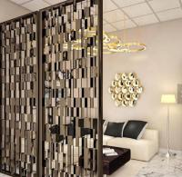 China Mirror Stainless Steel Partition Black Interior Folding Screen Room Divider for sale