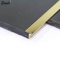 China 304 V Grooved T Shape Tile Trim Gold Hairline Mirror Stainless Steel Edge Trim for sale