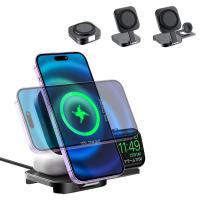 China Space Saving Magnetic 3 In 1 Wireless Charger Adjustable Angle For Iwatch for sale