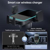 China Dynamic LED Lights Magsafe Car Mount Double Coil Iphone Car Mount Charger for sale