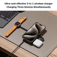 China Compact Wireless 3 In One Charging Station For IPhone Watch And Headphone for sale