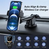 China 2.5D Glass Wireless Iphone Car Charger With Auto Alignment And Fast Charging for sale