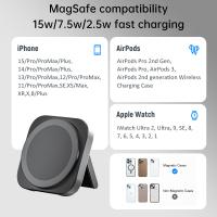 China 2-In-1 Travel Portable Magnetic Wireless Charger Desktop Office Compact Folding  Phone Holder For  Mobile Phone For Watch For Headphone Fast Charging for sale