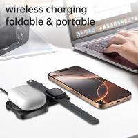 China 2-In-1 Travel Portable Magnetic Wireless Charger Desktop Office Compact Folding  Phone Holder For  Mobile Phone For Watch For Headphone Fast Charging for sale