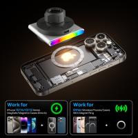 China QI2 Ultra-Thin Design Pickup Lamp, Metal, Super Strong Magnetic Suction, Wireless Car Mounted 9-Color RGB Light Effect Projection Ambient Lamp, One-Hand Operation, 360-Degree Rotation, Fast Charging for sale