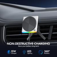 China QI2 Ultra-Thin Design Pickup Lamp, Metal, Super Strong Magnetic Suction, Wireless Car Mounted 9-Color RGB Light Effect Projection Ambient Lamp, One-Hand Operation, 360-Degree Rotation, Fast Charging for sale