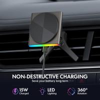 China Qi2 Wireless Charger For Automotive Ultra-Thin Design Metal Material 9-Color RGB Light Effect One-Hand Operation Fast Charging for sale