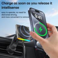China Qi2 Wireless Charger For Automotive Ultra-Thin Design Metal Material 9-Color RGB Light Effect One-Hand Operation Fast Charging for sale
