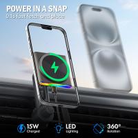 China Iphone Wireless Charger QI2 Ultra-Thin Design Pickup Lamp Metal Super Strong Magnetic Suction 360-Degree Rotation Fast Charging for sale
