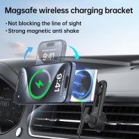 China Metal Magsafe Wireless Charger For Cars 9-Color RGB Light Effect One-Hand Operation 360-Degree Rotation for sale