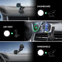China Metal Iphone Car Charger 9-Color RGB Light Effect Wireless Car Mounted One-Hand Operation Fast Charging for sale